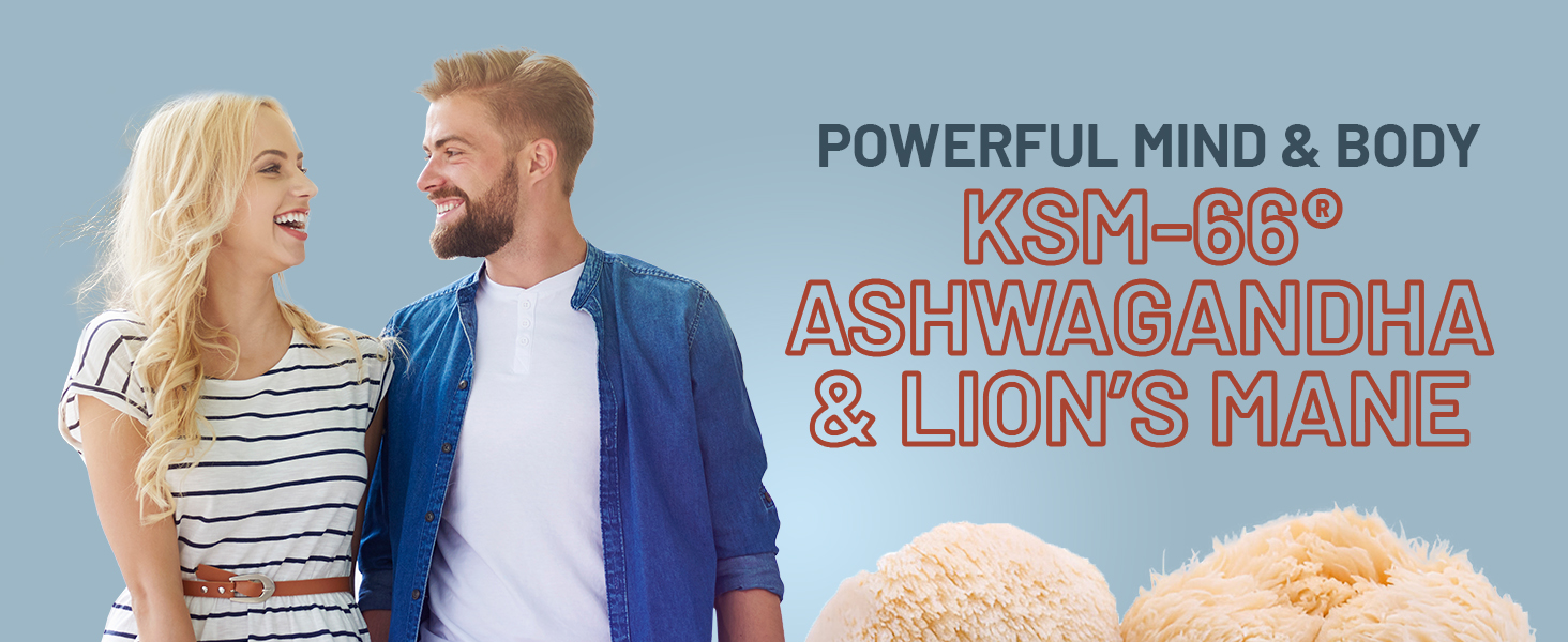 KSM-66 Ashwagandha and Lions Mane Tablets - High Strength 2200mg | KSM-66 Ashwagandha Root ...