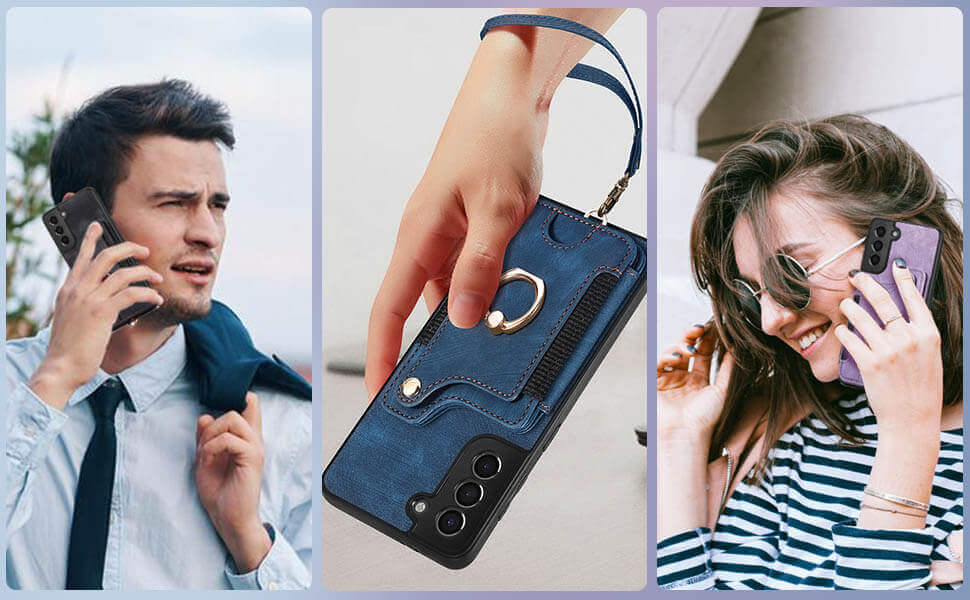 Amazon.com: S21 Case,Card Holder Wallet for Samsung Galaxy S21 Case,Ring Holder Stand,RFID ...