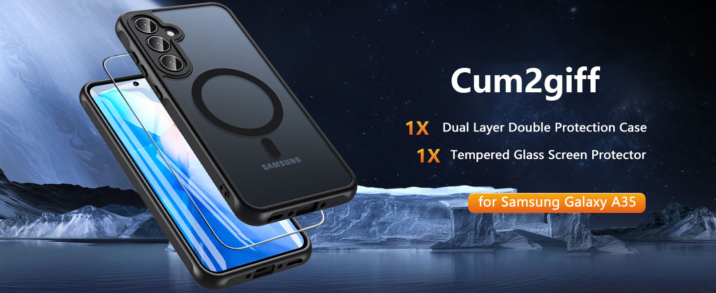 Amazon.com: Cum2giff Magnetic for Samsung Galaxy A35 5G Case with Tempered Glass Screen ...