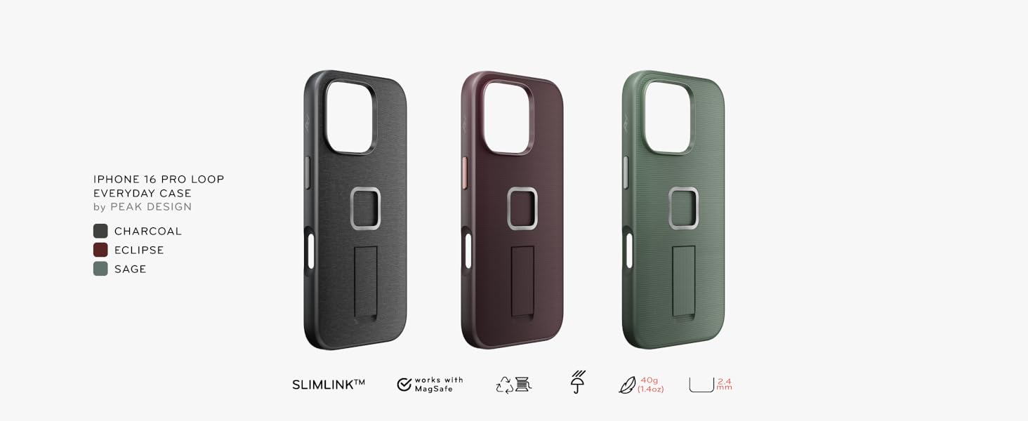 Amazon.com: Peak Design Mobile Everyday Loop Case Compatible with iPhone 16 Pro - Charcoal Gray ...