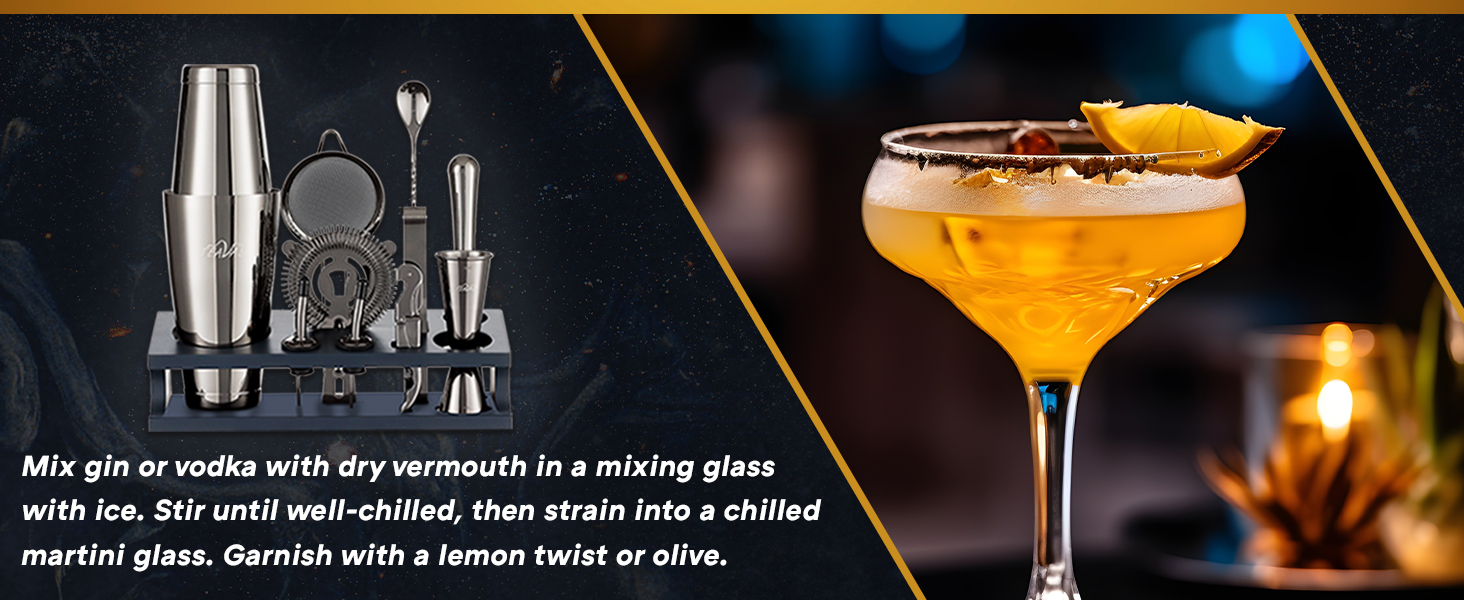 Amazon.com: TEAVAS Mixology Black Bartender Kit with Japanese Jigger & Stand - 13 Piece ...