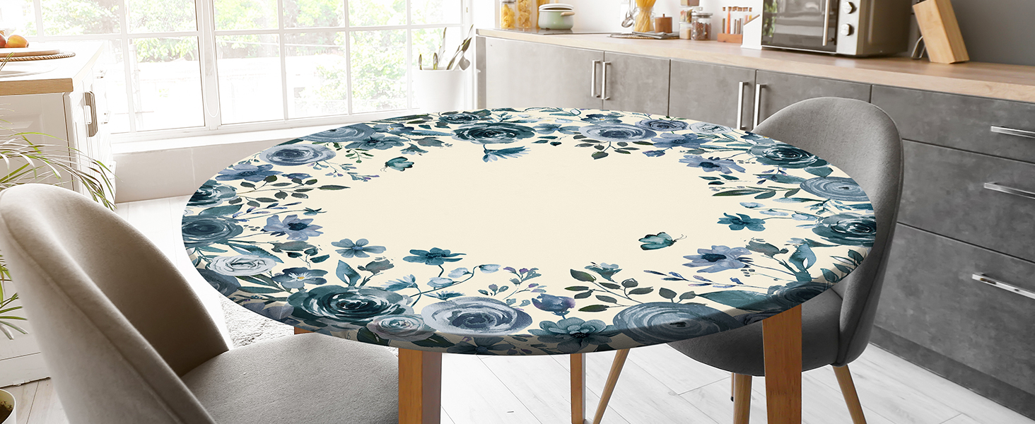 Amazon.com: MHJY Round Tablecloth Fitted Elastic Table Cover Waterproof ...