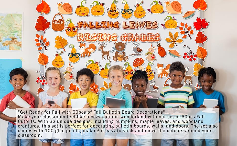 Amazon.com: 60pcs Fall Cutouts Bulletin Board Decorations Thanksgiving ...