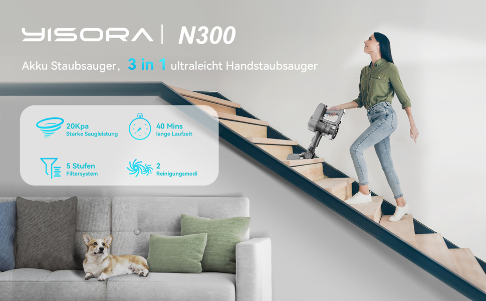 Amazon.de: Akku Staubsauger, 20000pa Saugleistung Ultraleichter Staubsauger Kabellos, Vacuum ...