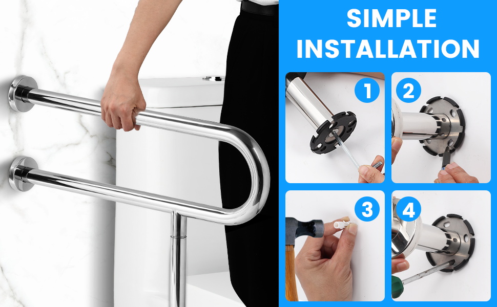 Amazon.com: LONVICHTT Toilet Grab Bars, 24 Inch Stainless Steel Handicap Rail for Bathroom ...