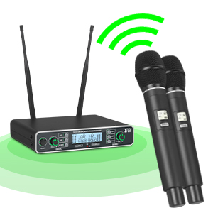 Amazon.com: XTUGA 2x100 Channel UHF Wireless Microphone System,Dual Wireless Mics Dynamic ...