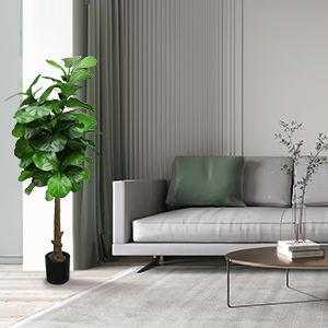 Amazon.com: Artificial Fiddle Leaf Fig Tree, 6FT (72 in) Tall Faux Ficus Lyrata Fake Plant in ...