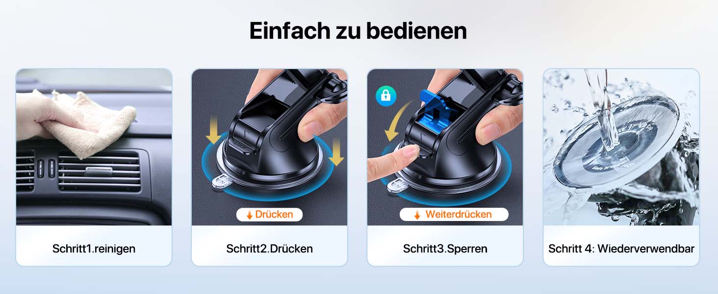 Miracase Handyhalterung Auto Universal [Starker Saugnapf und Metallhaken] kfz Handy Halterung ...