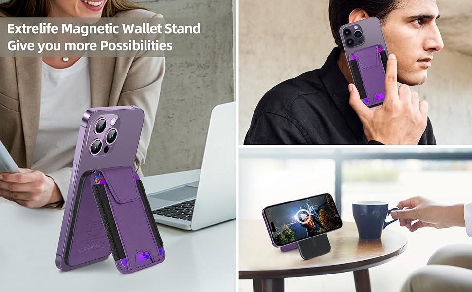 Amazon.com: for Magsafe Wallet, Works with Apple Find My, Magnetic Phone Wallet with Privacy ...