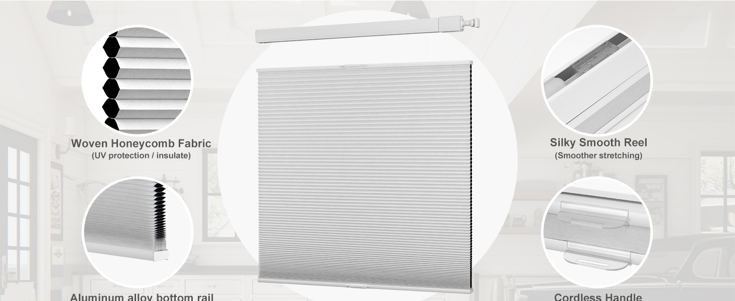 Boolegon No Drills No Tools Blackout Cellular Shades Top Down Bottom Up ...