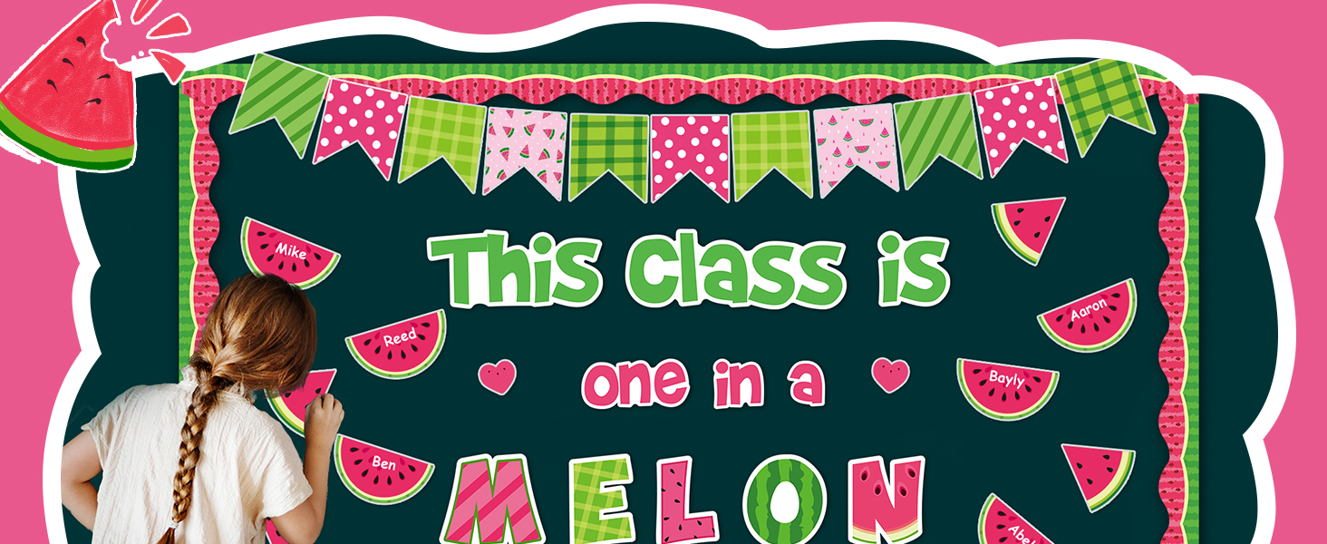 Amazon.com: ZOiiWA Watermelon Bulletin Board Decorations One in a Melon ...