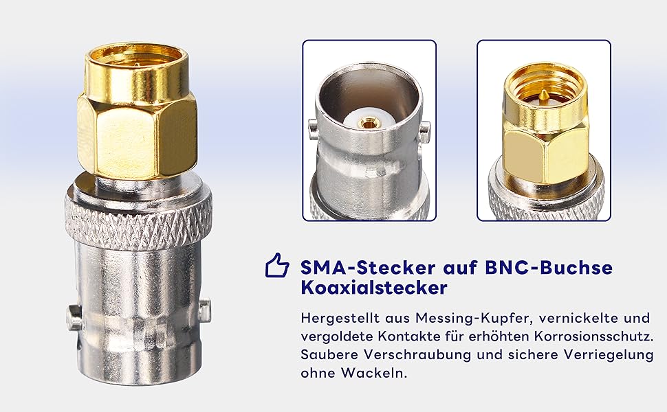 Boobrie BNC SMA Koax Anschluss 2 Stück SMA Stecker auf BNC Buchse Koaxialstecker Verlustarmer ...
