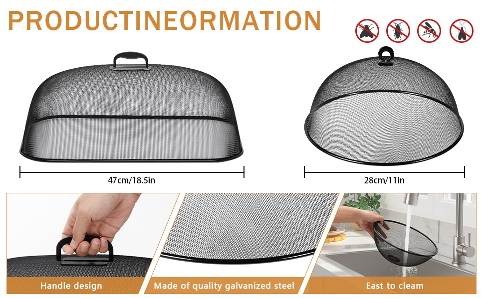 Amazon.com: 8 Pcs Metal Mesh Screen Food Cover for Outdoors Set Including 2 Pcs Extra Large 18.5 ...