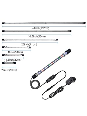 VARMHUS Submersible LED Aquarium Light with Timer, Auto On/Off Dimming, 3 Light Modes, 4-Color ...