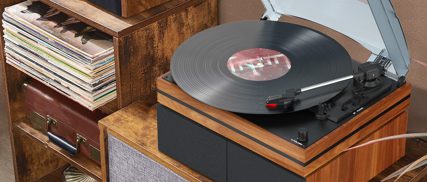 Vinyl Record Player with Speaker Vintage Turntable for Vinyl Records ...