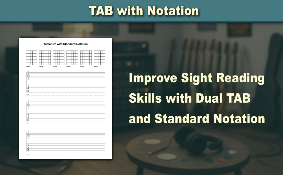 Amazon.com: Guitar TAB & Songwriting Notebook for 6-String Guitars ...