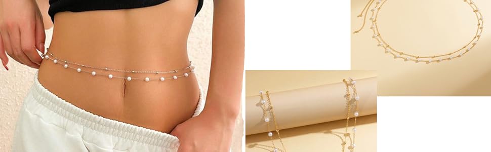 Amazon.com: CCDAZZLY 2PCS 14K Gold Plated Sexy Waist Chain for Women Circular Body Chain Beach ...