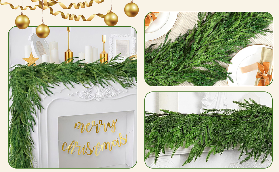 Amazon.com: Artificial Norfolk Pine Garlands, 6 Ft Christmas Norfolk Pine Garland, Faux ...