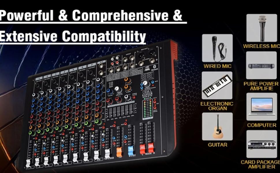 kh Professional 8 Channel Audio Mixer (7 Mono & 1 Stereo Channel ...