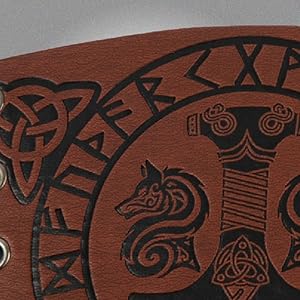 Amazon.com: HiiFeuer Viking Arm Bracer Embossed Fenrir Mjolnir Faux ...