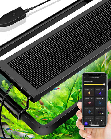 Abeststudio 50W 120CM Aquarium Light LED Fish Tank Lamp with Smart APP Control Adjustable Timer ...