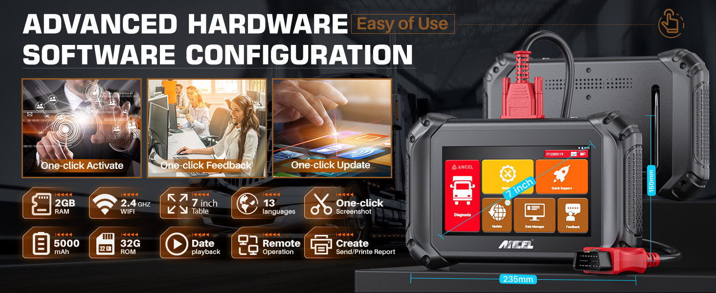 Amazon.com: ANCEL V5 HD Heavy Duty Truck Scanner,2025 Elite Bidirectional Diesel Diagnostic Scan ...