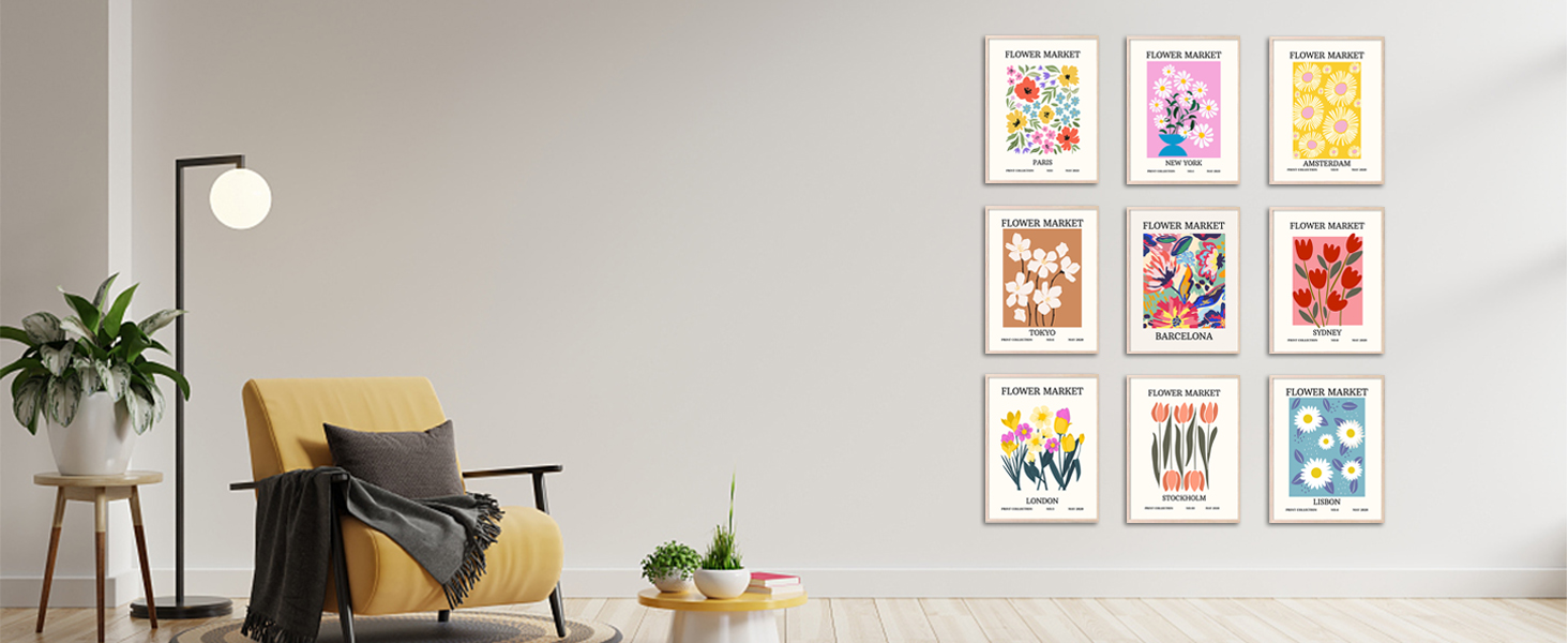 Amazon.com: RETRART Flower Market Poster Set of 6, Abstract Flower ...