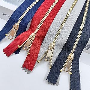 Amazon.com: Metal Zippers 10pcs #3 Close-end Non-Separating Zippers Golden Plated Bulk 10Colors ...