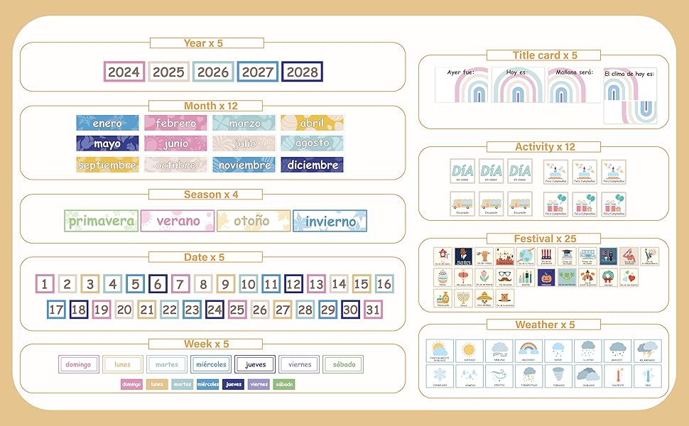 Amazon.com: Classroom Monthly Calendar Pocket Chart, Pockets Calendar ...