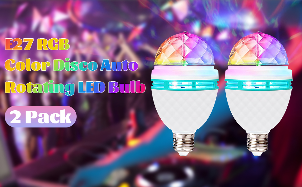 IAGBIBUI Disco Ball Light Bulb, 3w E27 RGB Color Rotating Bulb Led Party Bulbs, Magic Ball Light ...