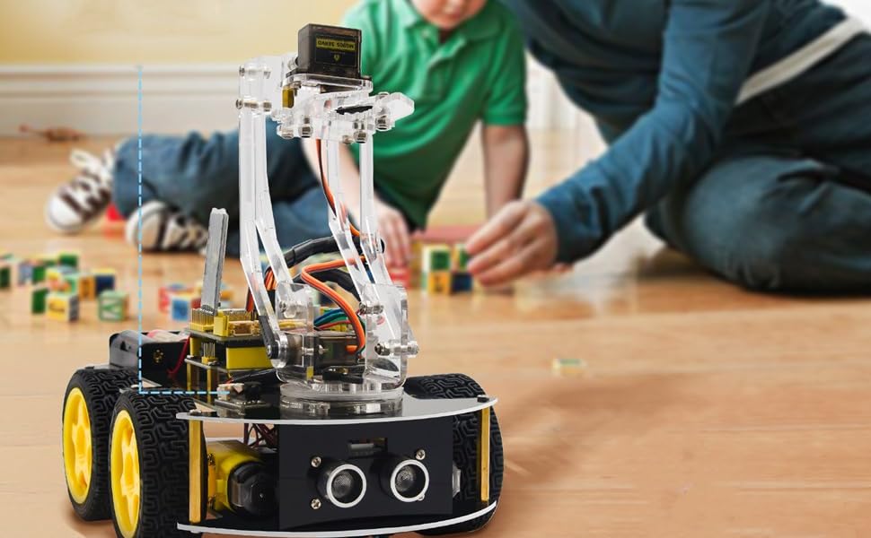 KEYESTUDIO 4WD Smart Robot Arm Car Kit for Arduino IDE with UN0 R3 ...