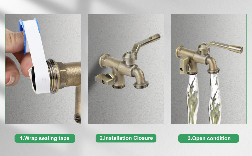 Amazon.com: Outside Water Faucet,Outdoor Wall Mounted Garden Double Faucets Two 3/4 inch Brass ...