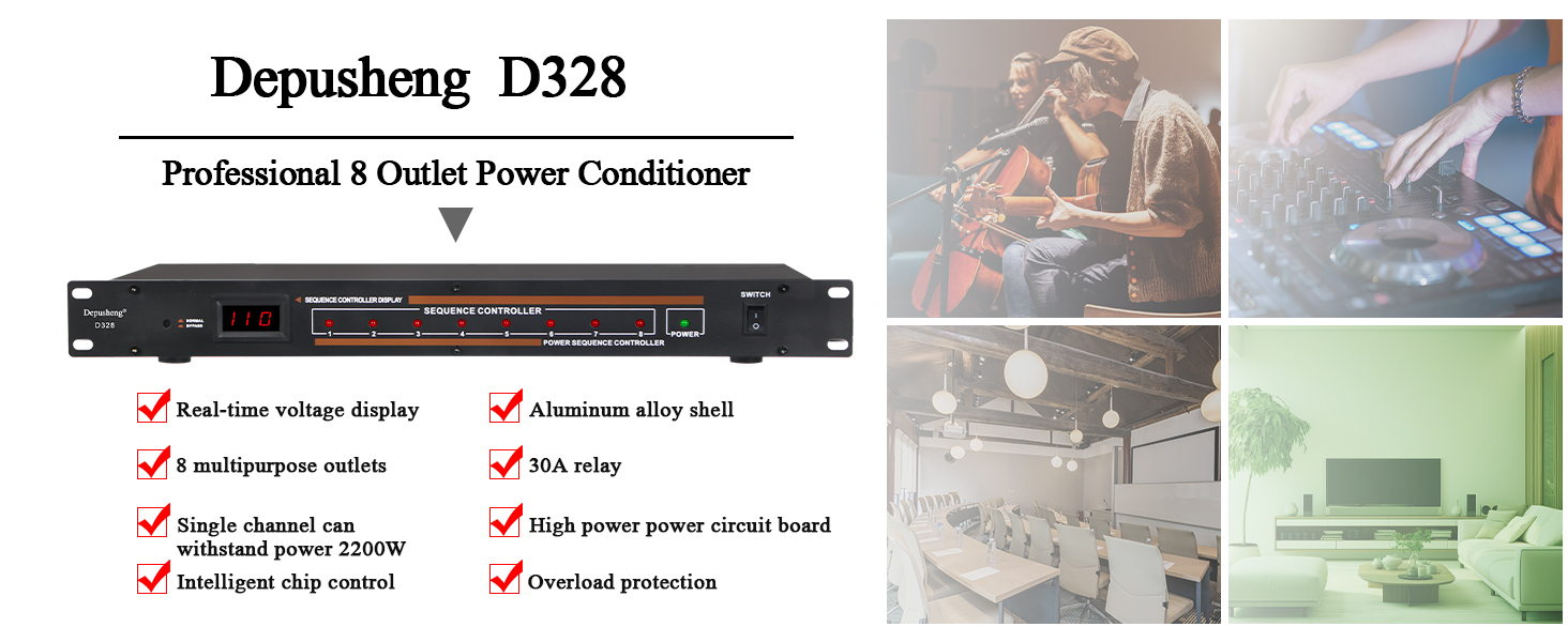 Amazon.com: Depusheng 8 Outlet Power Conditioner 10 Amp 2200w with Precise Digital Real-Time ...