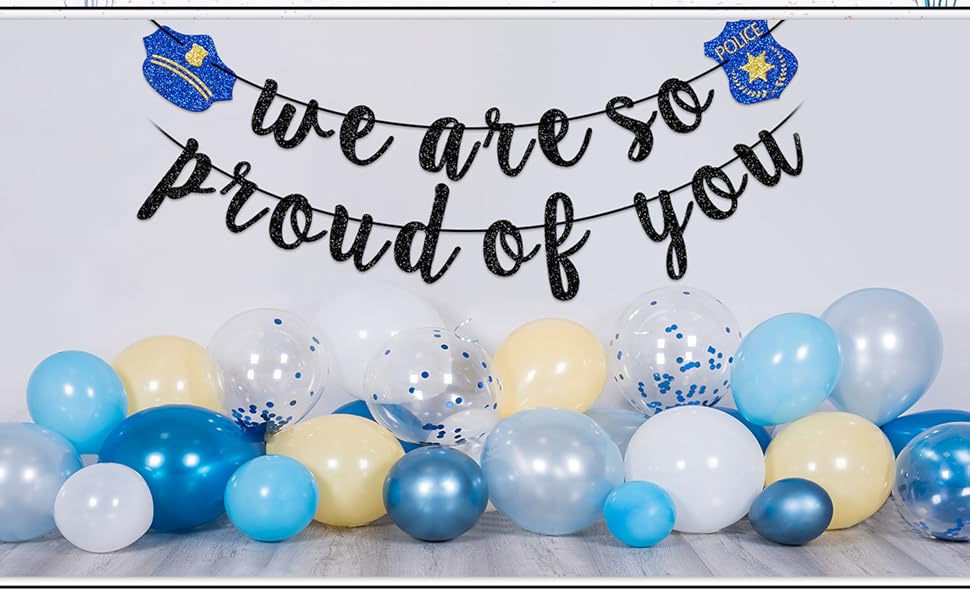 Amazon.com: We are so Proud of You Banner, Police Academy Graduation Banner, Congrats Officer ...