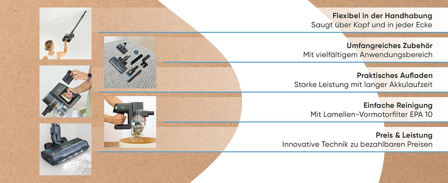 Amazon.de: hoogo Akku-Staubsauger S5+ 3in1 | 550W | 30.000 Pa | beutellos kabellos | Laufzeit ...
