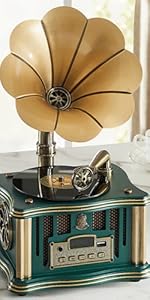 Amazon.com: HZLSBL Vintage Gramophone with Bluetooth Output Vintage ...
