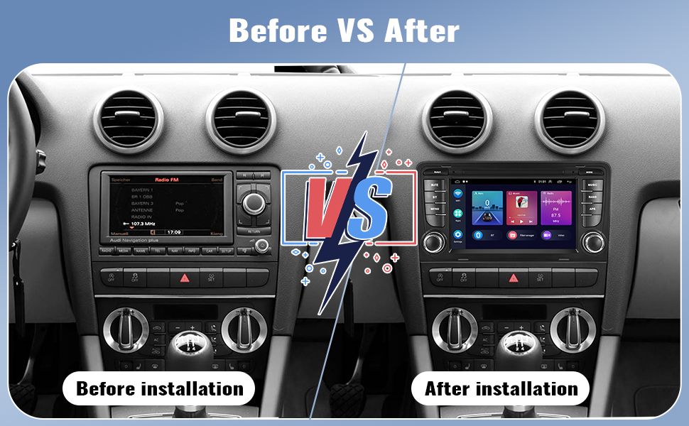 2+32G Android 13 Autoradio für Audi A3 S3 RS3 8P 8V 2003-2012 mit Wireless Carplay Android Auto ...