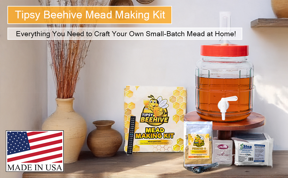 Amazon.com: Tipsy Beehive Mead Making Kit - 1.3 Gallon Complete Mead Kit with Wide Mouth Carboy ...