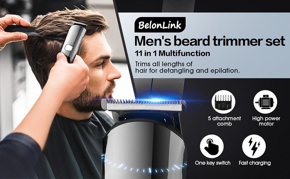 Tondeuse Cheveux Hommes, BelonLink 11-en-1 Tondeuse Barbe Electriques Professionnelle, Kit ...