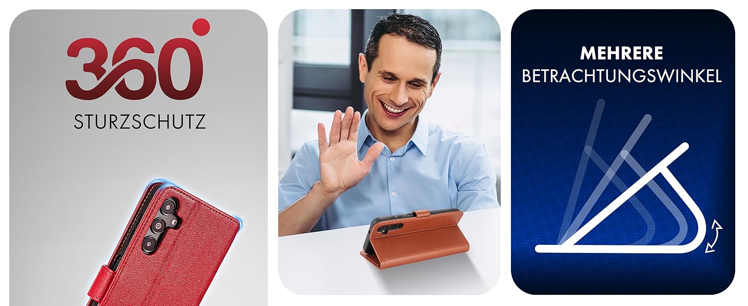 Case Collection für Samsung A55 5G Hülle - Leder Handyhülle mit Kartenfächern Stoßfest Handy ...