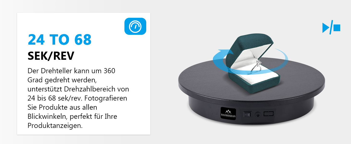 BAOSHISHAN 40kg 40cm Drehteller Elektrisch 360-Grad-Drehteller mit Fernbedienung Elektrische ...