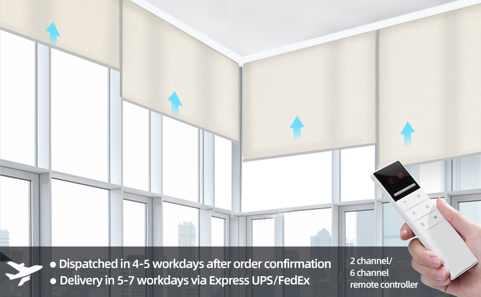 Amazon.com: ZSTARR Motorized Blackout Window Blinds Remote Control Automated Window Blinds ...