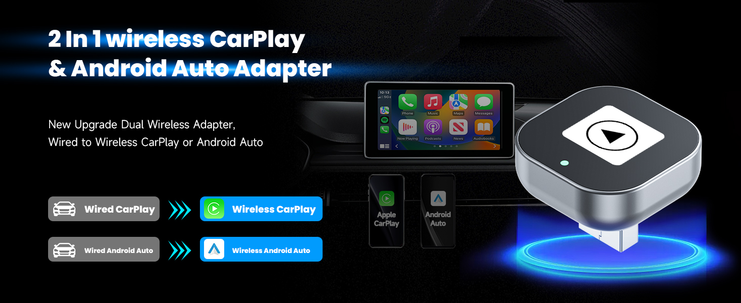 Spedal CL322 Wireless CarPlay & Android Auto Adapter – 2025 Upgrade Mini Design - Converts OEM ...