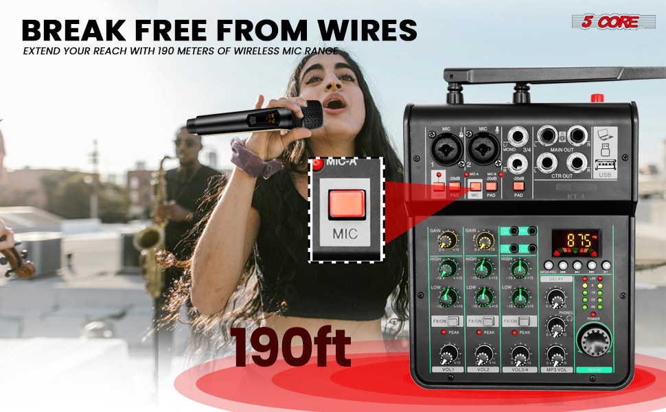 Amazon.com: 5 Core Audio Mixer Sound Board 4 Channel XLR Stereo Receiver w Bluetooth USB ...