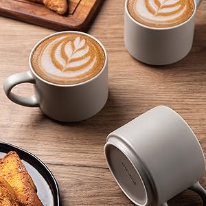 Amazon.com: GBHOME 14 OZ Coffee Mugs Set of 6, Stackable Ceramic Mugs ...