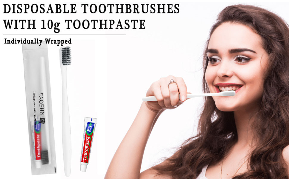 Amazon.com : Disposable Toothbrushes with Toothpaste Pack of 30, White ...