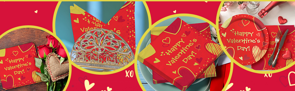 Amazon.com: Valentine’s Day Party Disposable Napkins Red Heart Love ...