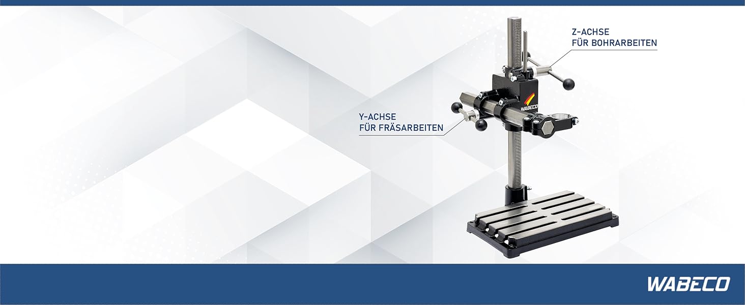 WABECO Bohrständer Fräsständer BF1243 mit 2 Zustellachsen vertikal/horizontal Säule 750 Ausleger ...