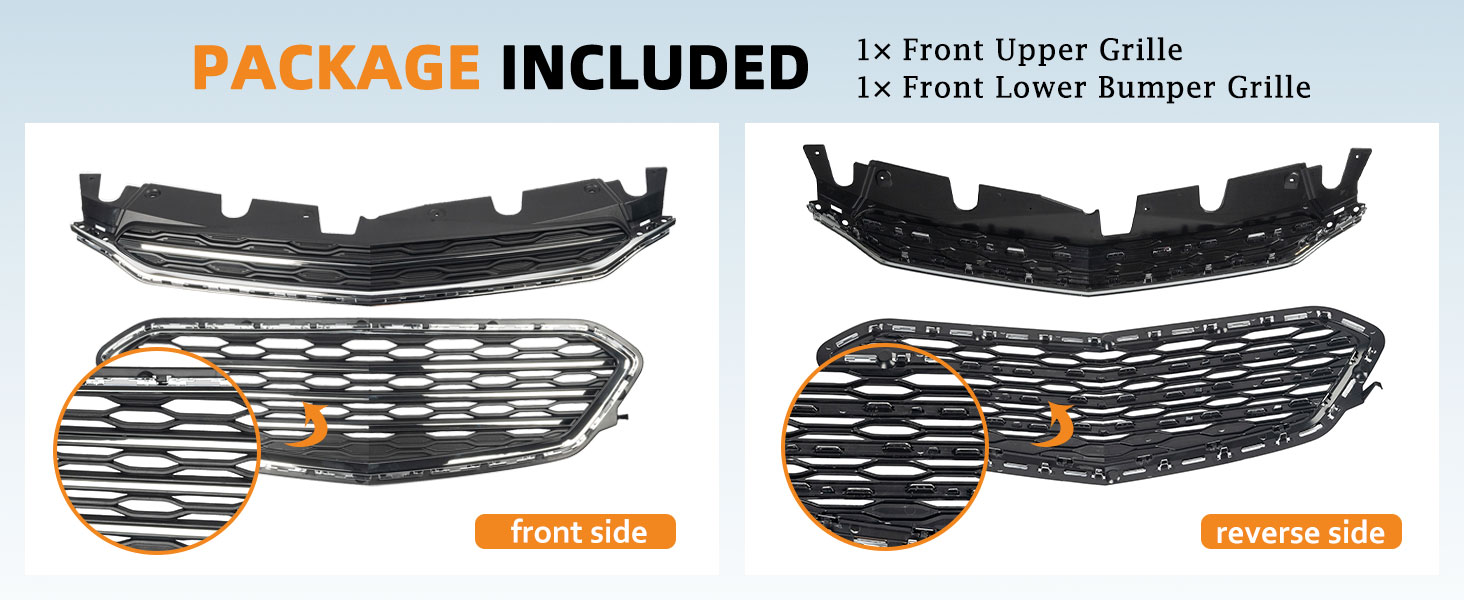 Amazon.com: KARPAL Chrome Front Upper + Lower Bumper Grille Set Compatible With 2016 2017 ...