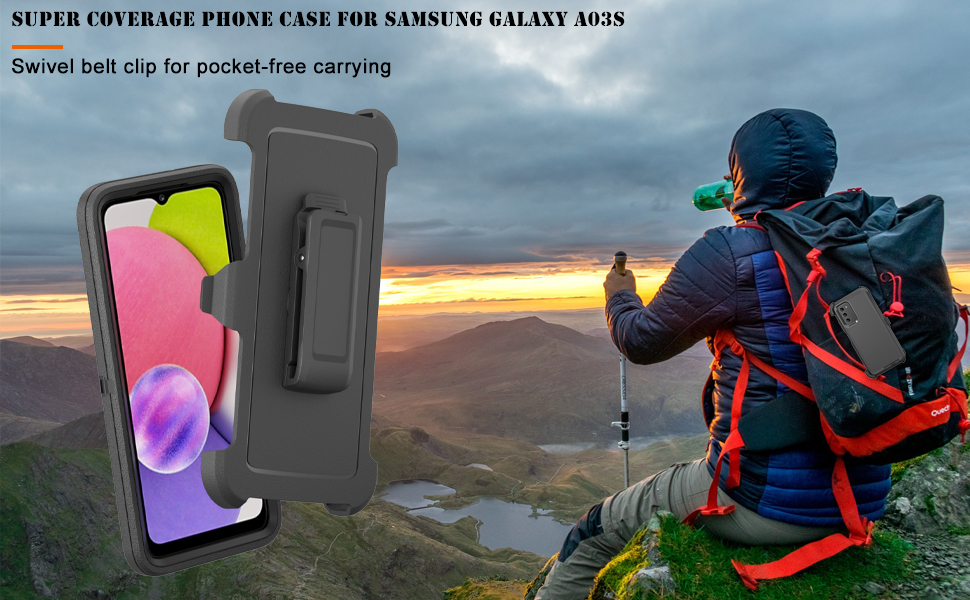 Amazon.com: Compatible with Samsung Galaxy A03s Case, with Belt Clip Holster Heavy Duty Rugged ...